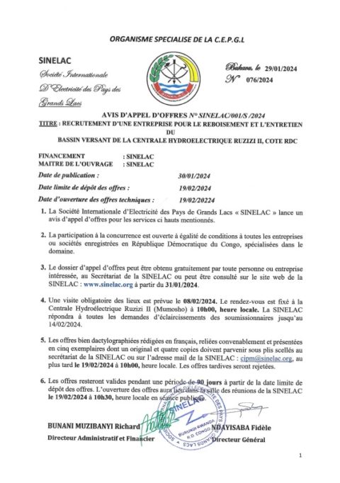 OFFRES | Société Internationale des Pays des Grands Lacs