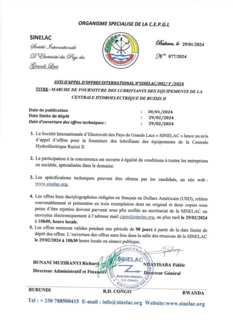 OFFRES | Société Internationale des Pays des Grands Lacs